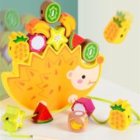 China Wooden Stacking Balance Building Block Toys Cartoon Animal Hedgehog Fruit Blocks Balance Games Montessori Toys for sale