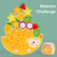 China Wooden Stacking Balance Building Block Toys Cartoon Animal Hedgehog Fruit Blocks Balance Games Montessori Toys for sale