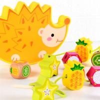 China Wooden Stacking Balance Building Block Toys Cartoon Animal Hedgehog Fruit Blocks Balance Games Montessori Toys for sale