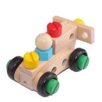 China Children's Benefit Intelligence Disassembly Assembly Car Toy Solid Wood Assembly Intelligence 30 Pieces Screw Toy for sale