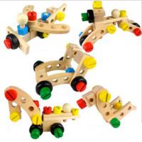 China Children's Benefit Intelligence Disassembly Assembly Car Toy Solid Wood Assembly Intelligence 30 Pieces Screw Toy for sale