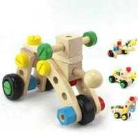 China Children's Benefit Intelligence Disassembly Assembly Car Toy Solid Wood Assembly Intelligence 30 Pieces Screw Toy for sale