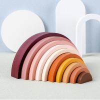 China Montessori Rainbow Building Block Baby Wooden Toy Safe Non-toxic DIY Creative Stacking Balance Game Educational Toy for sale