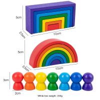 China Baby Wooden Montessori Rainbow Building Blocks Educational for sale
