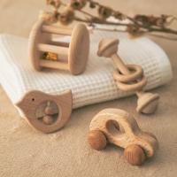 China 4 Pcs/Set Baby Toys Natural Wooden Rattle Teether Musical Newborn Gift for sale