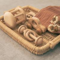 China 4 Pcs/Set Baby Toys Natural Wooden Rattle Teether Musical Newborn Gift for sale