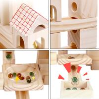 China 60pcs Wooden Marble Track Assembly Building Blocks Ball Puzzle Children Educational Toys Kids Gift for sale