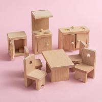 China Wooden Dollhouse Dining Room Table Furniture For Kid Gift Education for sale