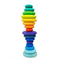 China DIY 3D Wooden Toys Rainbow Building Blocks Large Size For Children Kids for sale
