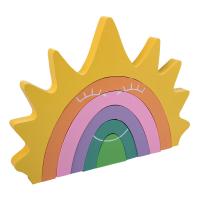 China DIY 3D Wooden Toys Rainbow Building Blocks Large Size For Children Kids for sale