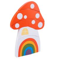 China DIY 3D Wooden Toys Rainbow Building Blocks Large Size For Children Kids for sale