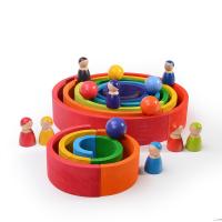 China DIY 3D Wooden Toys Rainbow Building Blocks Large Size For Children Kids for sale
