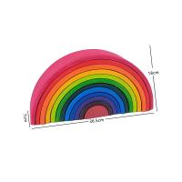 China DIY 3D Wooden Toys Rainbow Building Blocks Large Size For Children Kids for sale