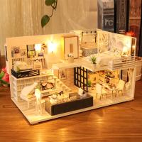 China DIY Wooden Doll Houses Miniature Furniture Kit For Children Birthday for sale