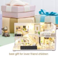 China DIY Wooden Doll Houses Miniature Furniture Kit For Children Birthday for sale