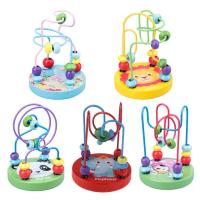 China Montessori Wooden Toys for Kid Wooden Circles Bead Wire Maze Roller Coaster Educational Wood Puzzles Baby Toys for sale