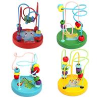 China Montessori Wooden Toys for Kid Wooden Circles Bead Wire Maze Roller Coaster Educational Wood Puzzles Baby Toys for sale