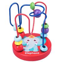 China Montessori Wooden Toys for Kid Wooden Circles Bead Wire Maze Roller Coaster Educational Wood Puzzles Baby Toys for sale