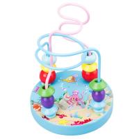 China Montessori Wooden Toys for Kid Wooden Circles Bead Wire Maze Roller Coaster Educational Wood Puzzles Baby Toys for sale