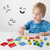 China New Montessori Expression Puzzle Face Change Cube Building Blocks Toys Early Learning Educational Match Toy for Children for sale
