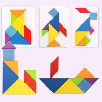 China 3D Wooden Pattern Animal Jigsaw Puzzle Colorful Tangram Toy Kids Montessori Early Education Sorting Games Toys Children for sale