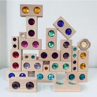 China Large Colour Street Wooden Gem Blocks Kids Transparent Windows Blocks Game X Bricks Acrylic Cubes Blocks Baby Stacking T for sale