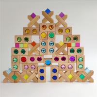 China Large Colour Street Wooden Gem Blocks Kids Transparent Windows Blocks Game X Bricks Acrylic Cubes Blocks Baby Stacking T for sale