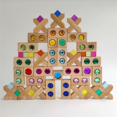 China Large Colour Street Wooden Gem Blocks Kids Transparent Windows Blocks Game X Bricks Acrylic Cubes Blocks Baby Stacking T for sale