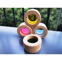 China Kids Montessori Wooden Toy Sensory Rainbow Mirror Blocks Solid Rubber Wood Stacking Acrylic Buliding Stacker Educational for sale