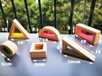 China Kids Montessori Wooden Toy Sensory Rainbow Mirror Blocks Solid Rubber Wood Stacking Acrylic Buliding Stacker Educational for sale