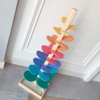 China Montessori Baby Wooden Petal Tree Building Blocks Toy Children's Rainbow Ball Ball Run Track Educational Toy for Kids Gi for sale
