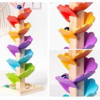 China Montessori Baby Wooden Petal Tree Building Blocks Toy Children's Rainbow Ball Ball Run Track Educational Toy for Kids Gi for sale