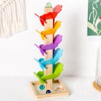 China Montessori Baby Wooden Petal Tree Building Blocks Toy Children's Rainbow Ball Ball Run Track Educational Toy for Kids Gi for sale