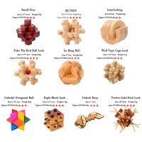 China Wooden Kong Ming Puzzles Set Luban Lock IQ Puzzle Game for Adult Kids Time Killer Brain Teaser 3 Levels Degree Game Toy for sale