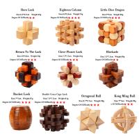 China Wooden Kong Ming Puzzles Set Luban Lock IQ Puzzle Game for Adult Kids Time Killer Brain Teaser 3 Levels Degree Game Toy for sale