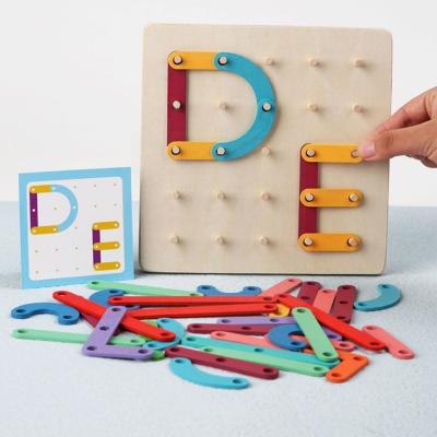 China Nail Board Puzzle Montessori Geometric Wooden Early Toy Toy Jigsaw Board Game Child Education Educational Wood Education for sale