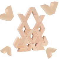 China 16pcs V Shape Natural Large Wooden 3D Building Blocks Toys Baby Unpaint Wooden Montessori Educational Stacking Blocks To for sale