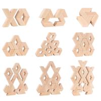 China 16pcs V Shape Natural Large Wooden 3D Building Blocks Toys Baby Unpaint Wooden Montessori Educational Stacking Blocks To for sale