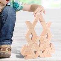 China 16pcs V Shape Natural Large Wooden 3D Building Blocks Toys Baby Unpaint Wooden Montessori Educational Stacking Blocks To for sale