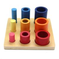 China Wooden Early Education Thinking Round Block Develop Children Intelligence Baby Coordination Square Assembled Toy for sale