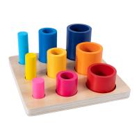 China Wooden Early Education Thinking Round Block Develop Children Intelligence Baby Coordination Square Assembled Toy for sale