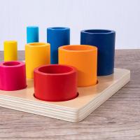 China Wooden Early Education Thinking Round Block Develop Children Intelligence Baby Coordination Square Assembled Toy for sale