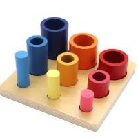China Wooden Early Education Thinking Round Block Develop Children Intelligence Baby Coordination Square Assembled Toy for sale