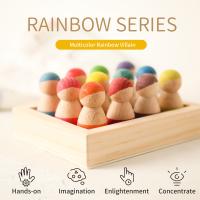 China Montessori Educational Wooden Rainbow Block Counting Game Puzzle Kids for sale