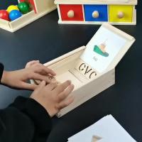 China Montessori Wooden Reading Blocks Rotating Letter Spinning Alphabet Learning for sale