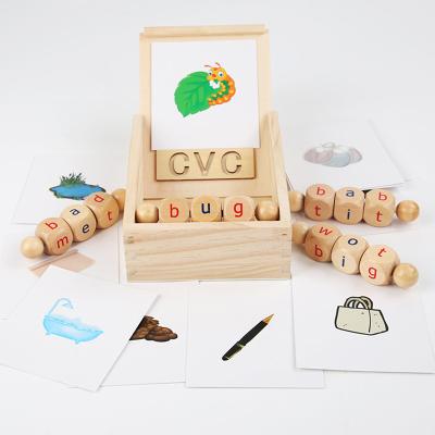China Montessori Wooden Reading Blocks Rotating Letter Spinning Alphabet Learning for sale