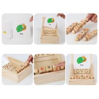 China Montessori Wooden Reading Blocks Rotating Letter Spinning Alphabet Learning for sale