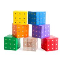 China Educational Square Cube Rainbow Magnetic Blocks 10pc 2X2X2cm Wooden for sale