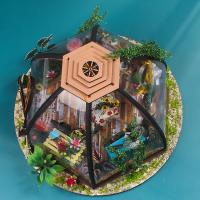 China Wooden DIY Miniature Dollhouse With Furniture Gardening Tool LED Light Battery for sale