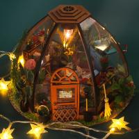 China Wooden DIY Miniature Dollhouse With Furniture Gardening Tool LED Light Battery for sale